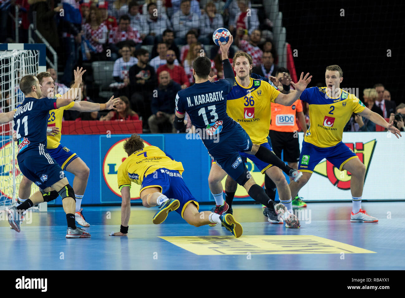 ZAGREB, CROATIA - JANUARY 20, 2018: European Championships in Men's ...