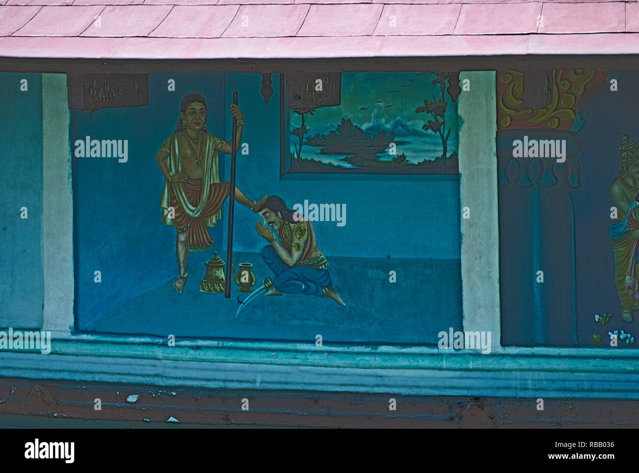 Cochin Kerala Mural on the outside Hindu Temple Wall Southern India ...