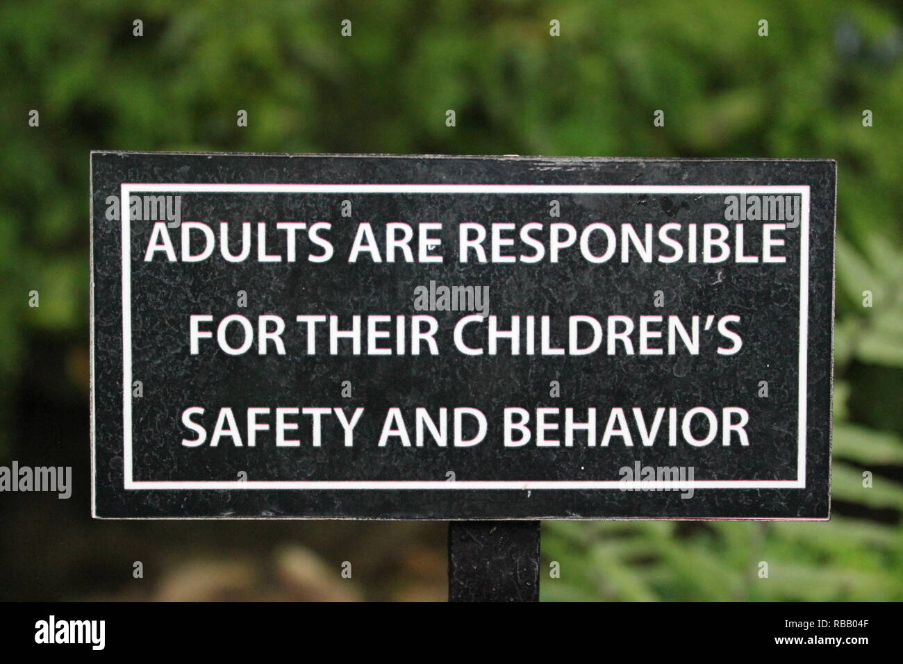 Adults are responsible for their children's safety and behavior sign ...