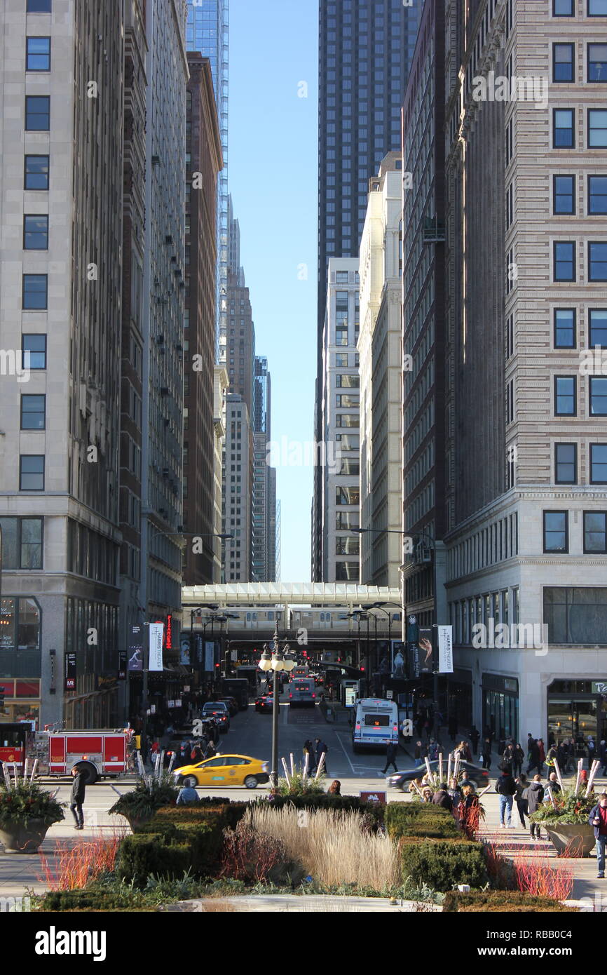 Standard and authentic urban scenery in downtown, Chicago, Illinois ...