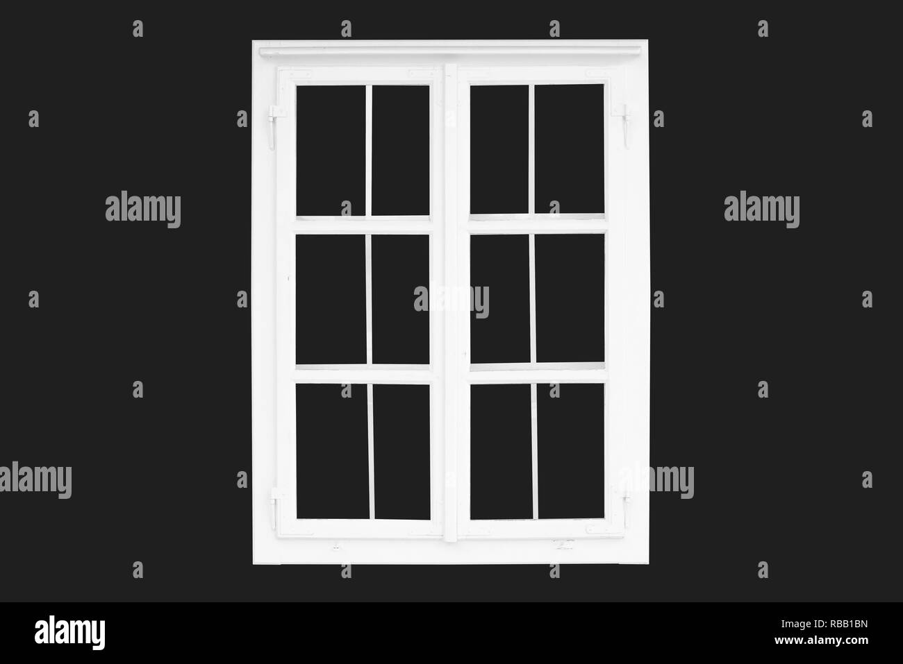 Old white traditional window isolated on black. Outdoor Stock Photo - Alamy