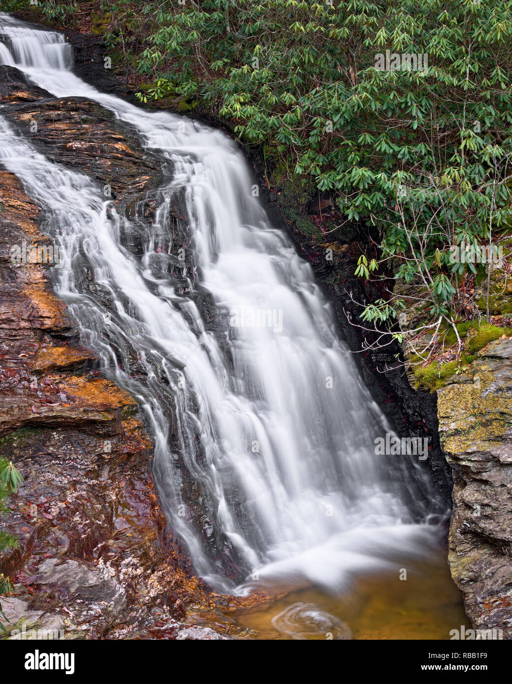 Upper Cascade waterfall at Hanging Rock State Park, Danbury, North ...