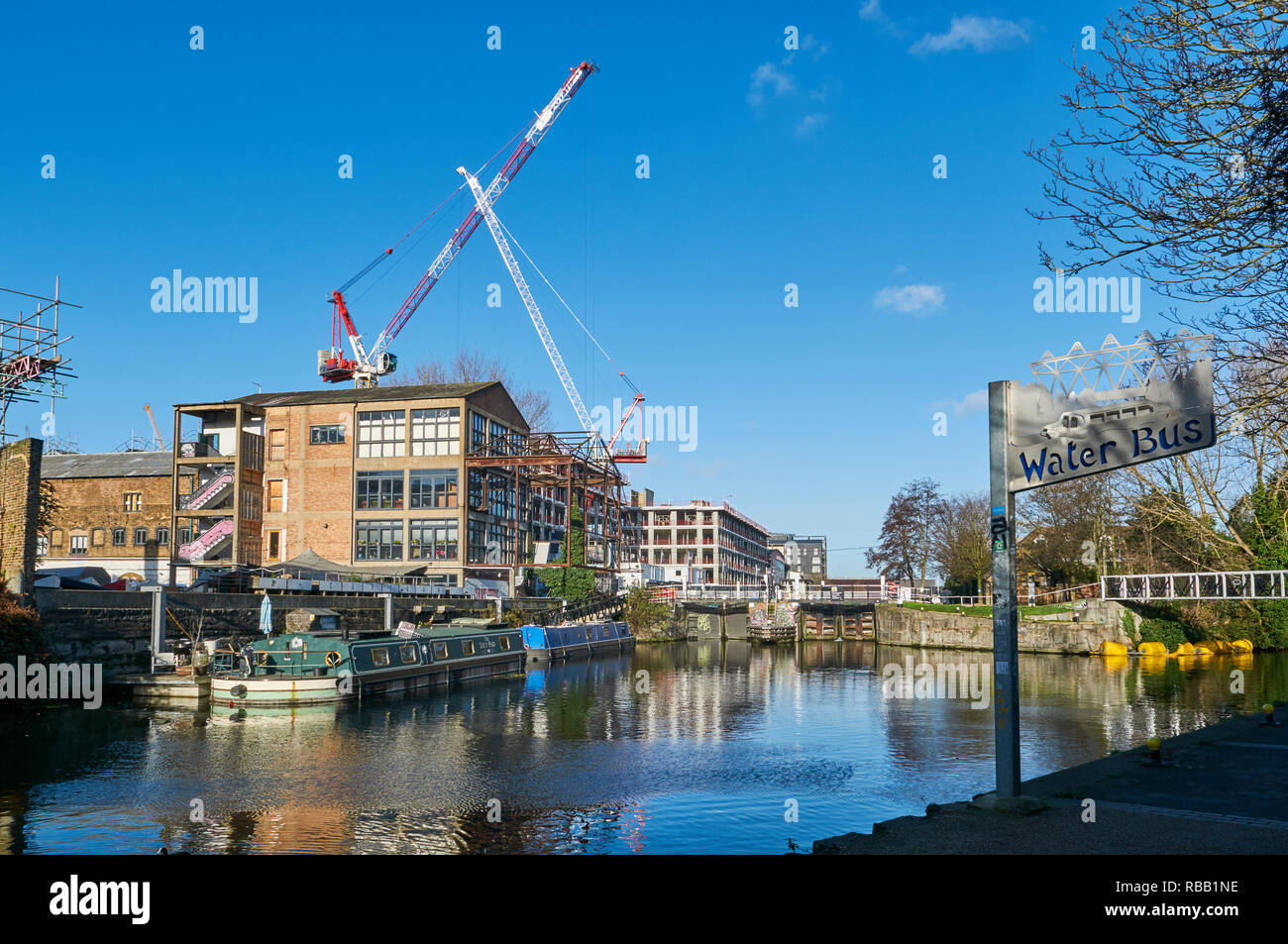 Old Ford Lock on the River Lea, near Stratford, East London UK, with ...