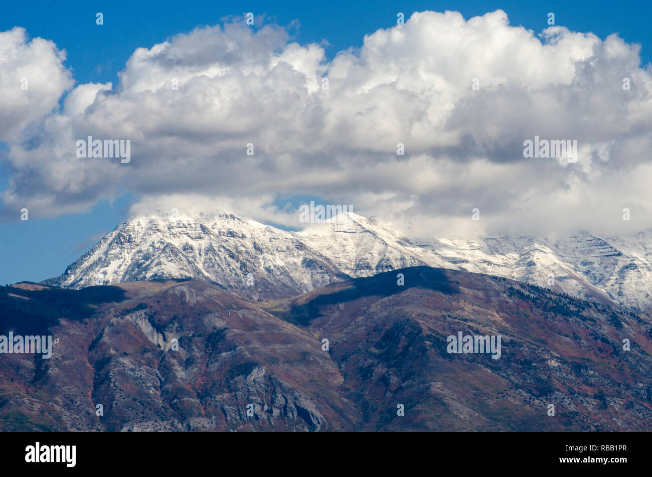 Ogden and mountains in Salt Lake City, Utah with snow during the fall ...