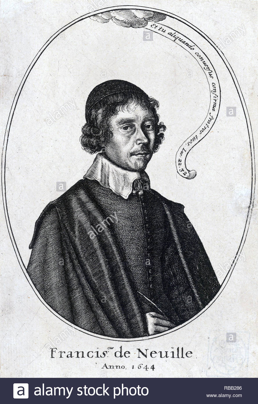 Francis de Neville portrait, etching by Bohemian etcher Wenceslaus ...
