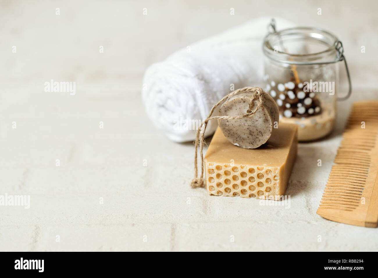 Organic soap with coffee beans. Spa concept Stock Photo - Alamy