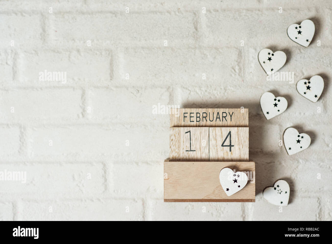 Valentines day theme with wooden block calendar Stock Photo - Alamy