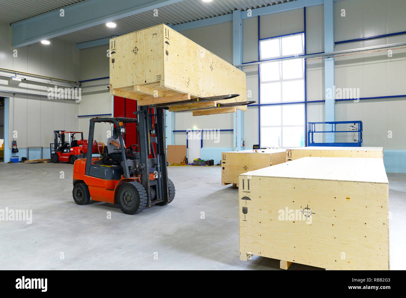 forklift transport box in an industrial enterprise for storage Stock ...
