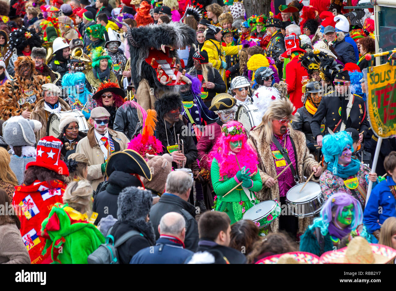 Carnival parade in Maastricht, Netherlands, on carnival Sunday, with ...