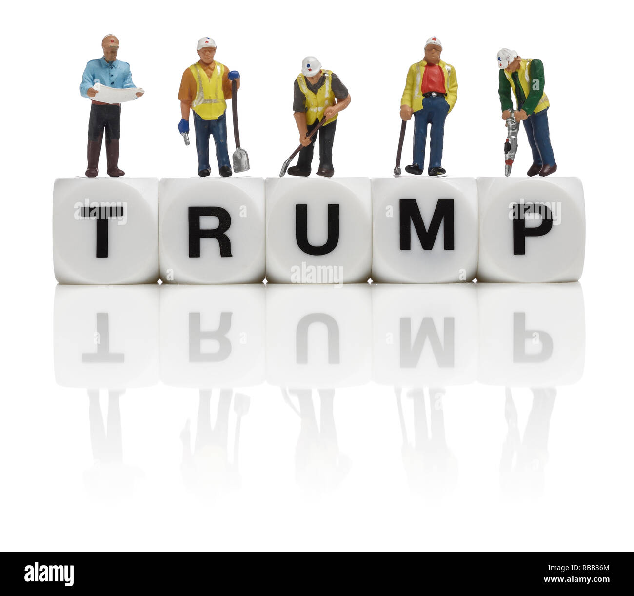 Construction workers and the word Trump Stock Photo - Alamy
