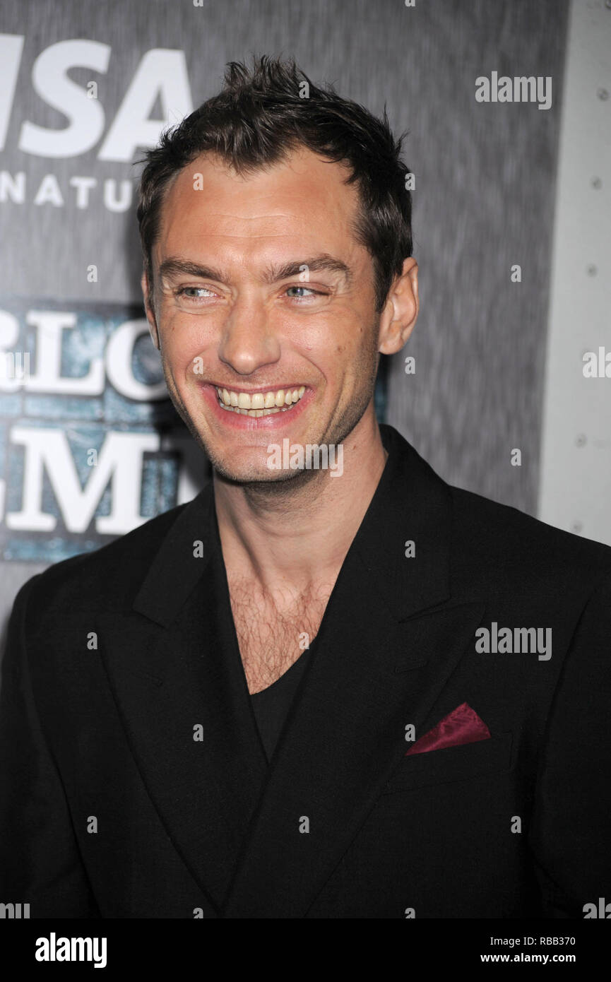Jude Law at the premiere of 'Sherlock Holmes' at the Alice Tully Hall ...