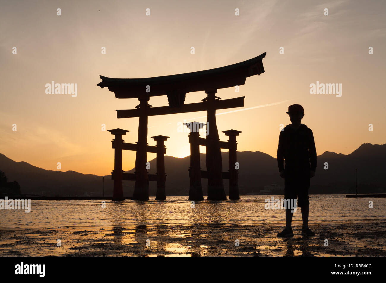 The Great Torii gate at Miyajima Island near Hiroshima in Japan with ...