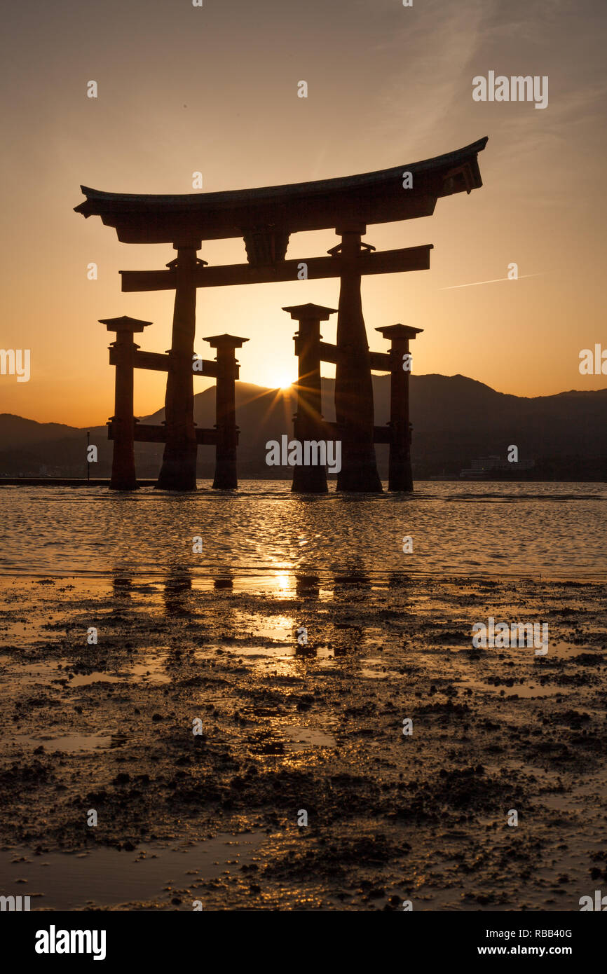 The Great Torii gate at Miyajima Island near Hiroshima in Japan Stock ...