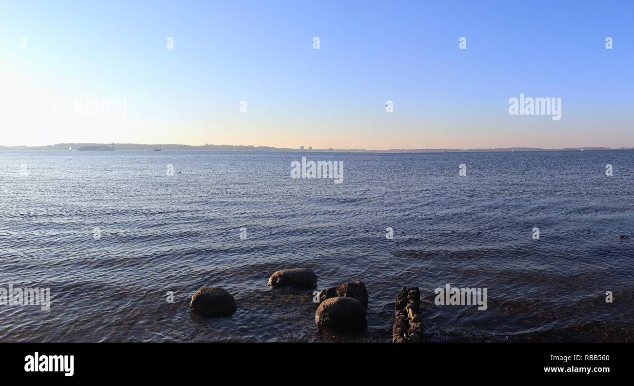 Beautiful high resolution sunset landscape panorama at the beach in ...