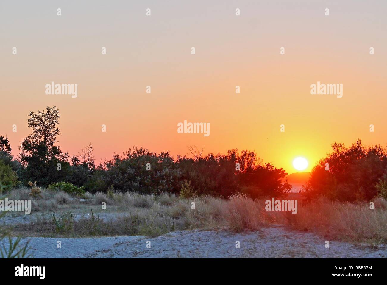 Beautiful high resolution sunset landscape panorama at the beach in ...