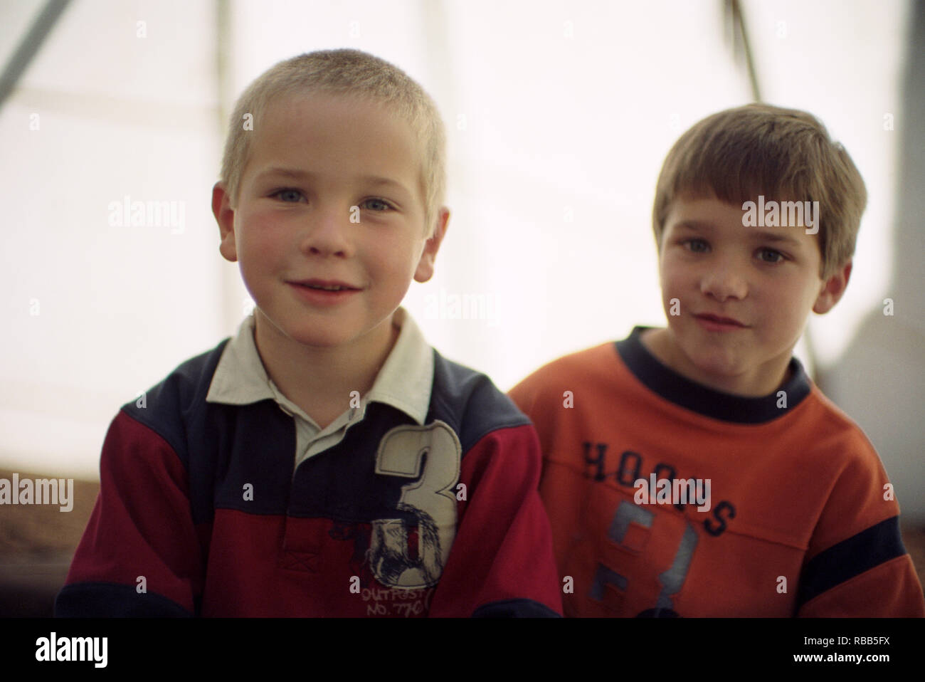 Portrait of two young boys Stock Photo - Alamy