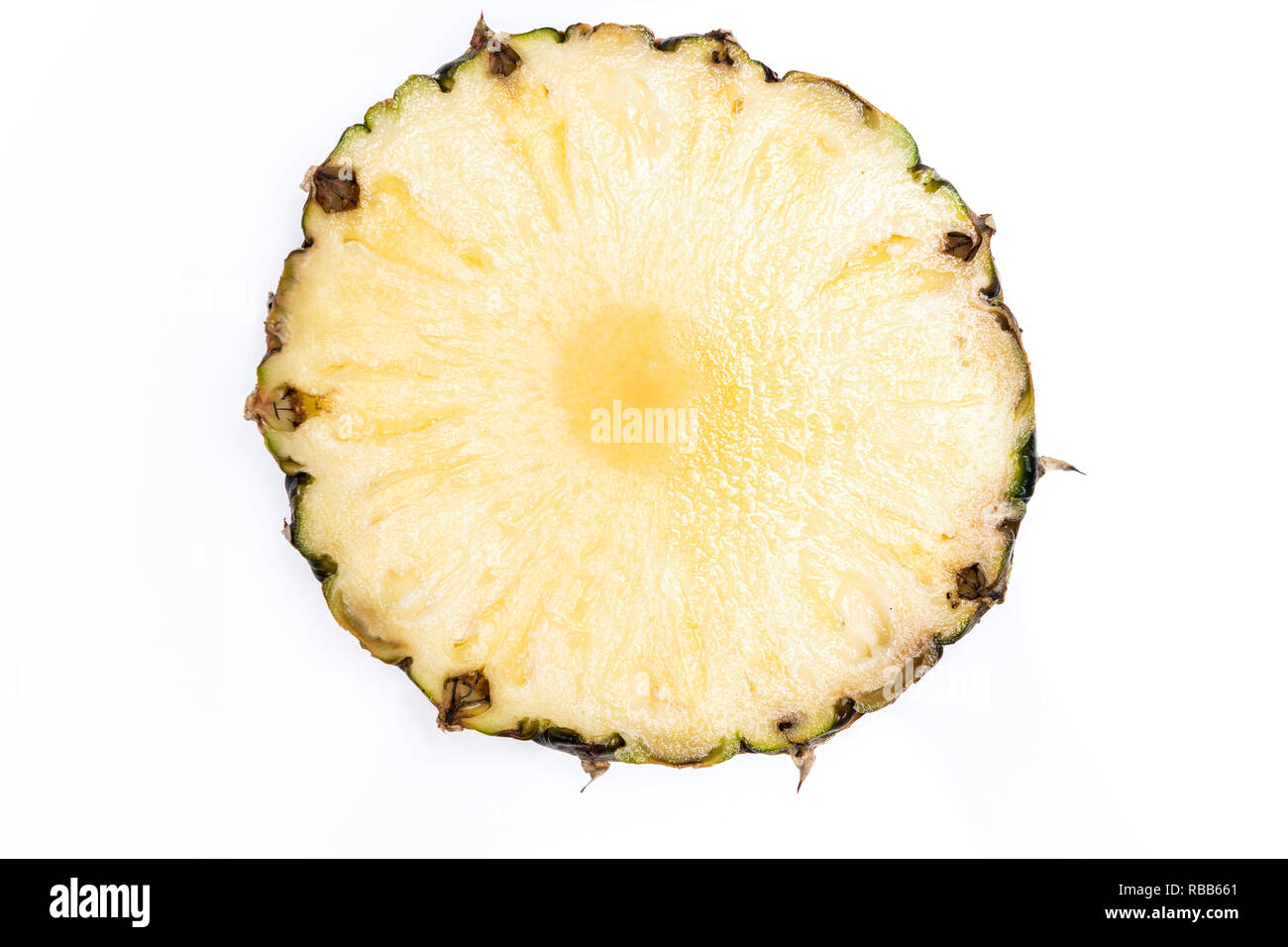 Cut of ananas or pineapple isolated on white background Stock Photo - Alamy