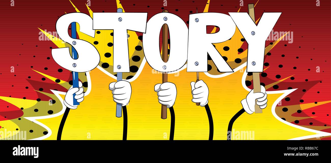 Diverse hands holding letters of the alphabet created the word Story ...