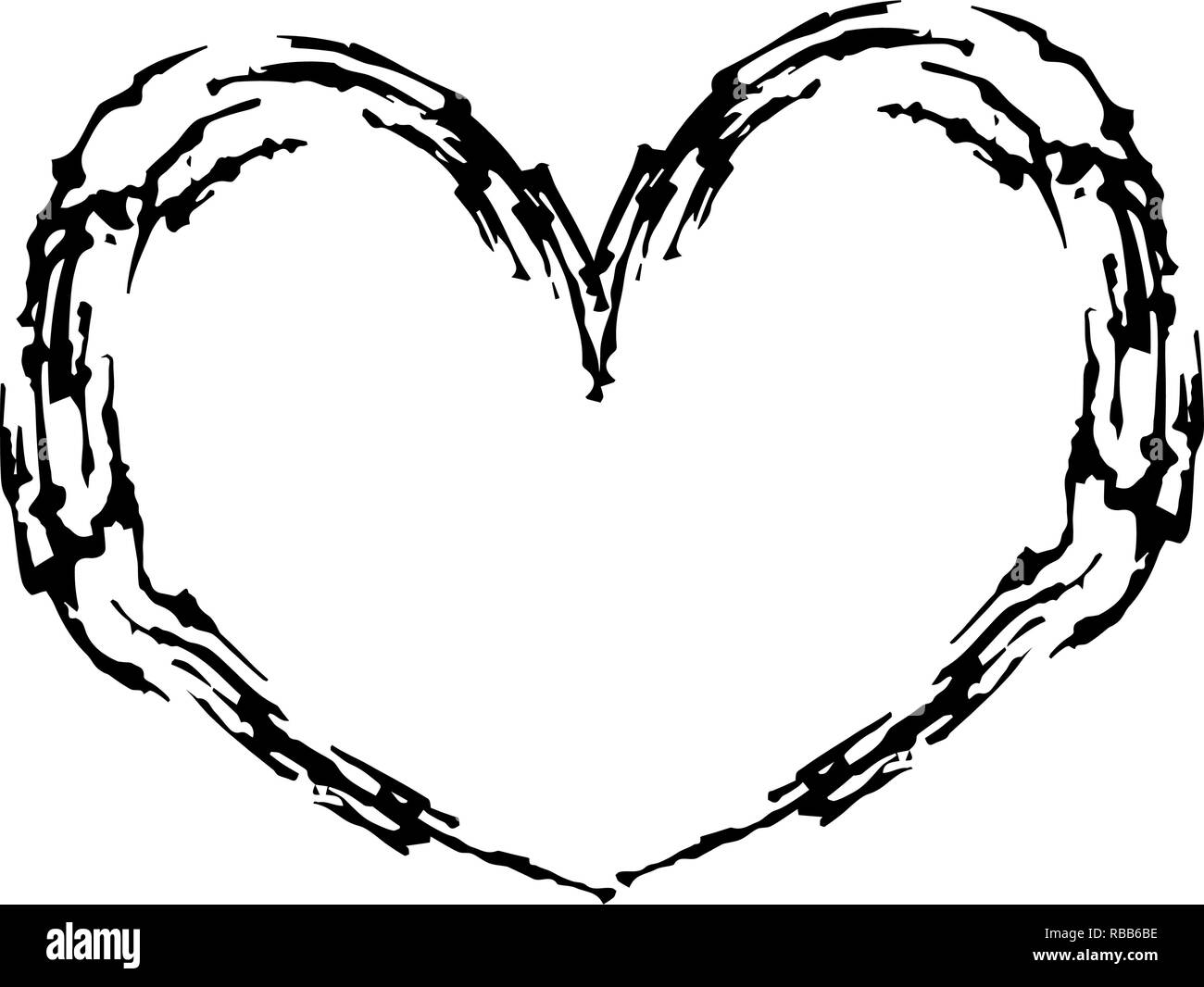 Modern vector drawing of heart shape illustrating love and affection ...