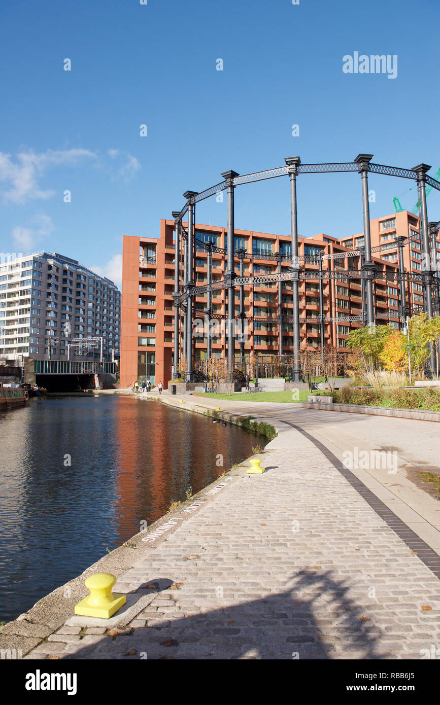 Gasholder Park by Regent's Canal in London Stock Photo - Alamy