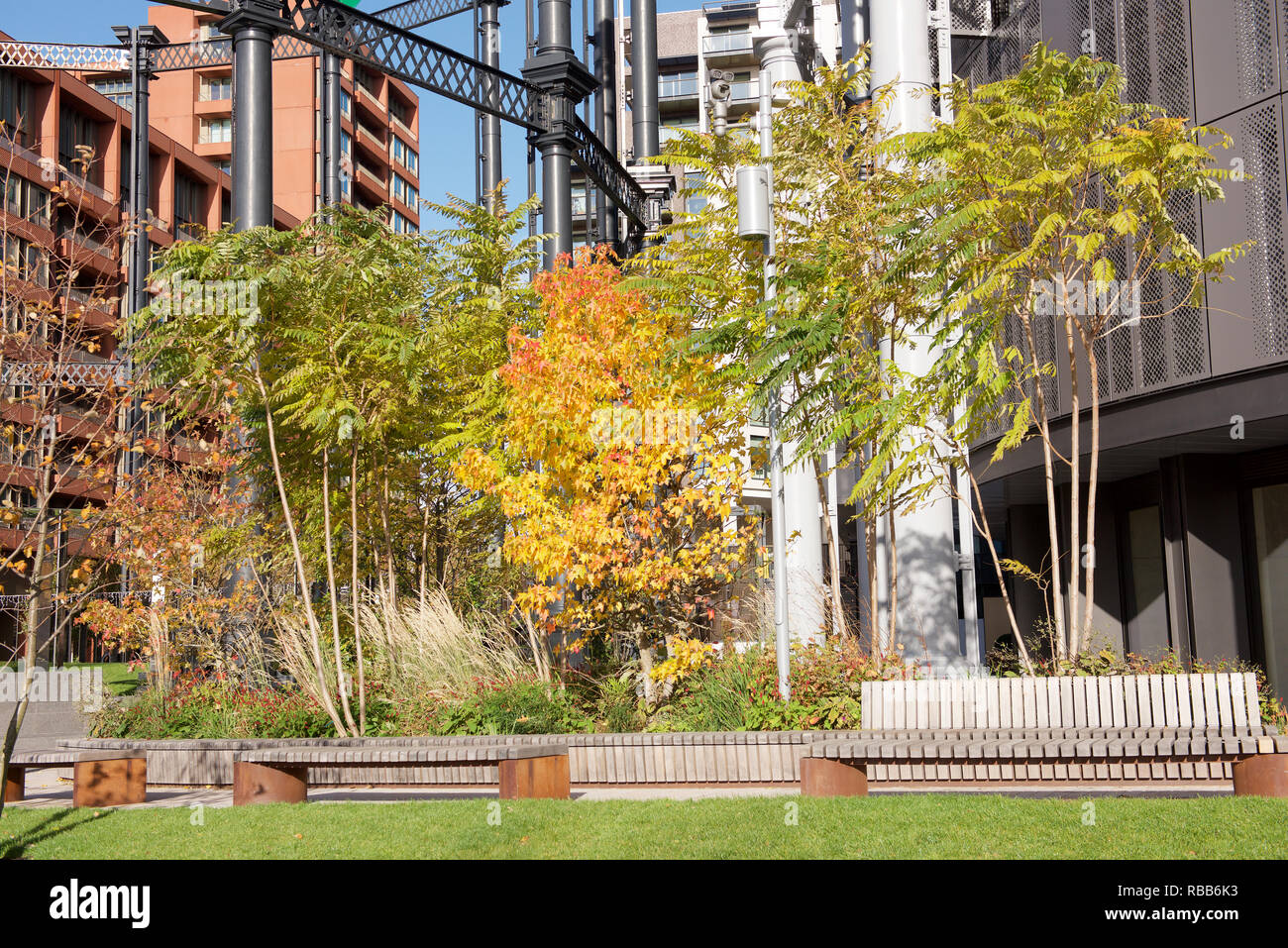 Gasholder Park by Regent's Canal in London Stock Photo - Alamy