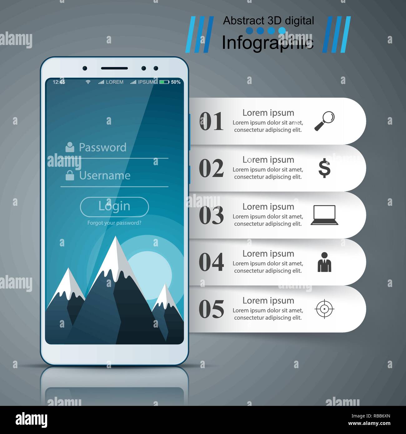 User interface, smartphone tablet icon. Business infographic Stock ...