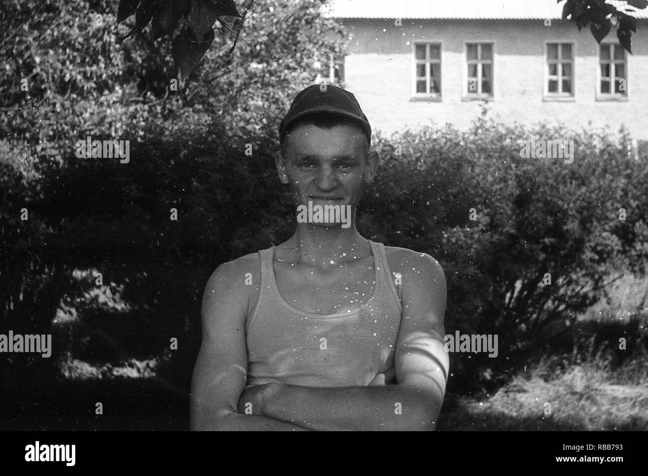 MOSCOW REGION, RUSSIA - CIRCA 1992: Portrait of a soldier of the ...