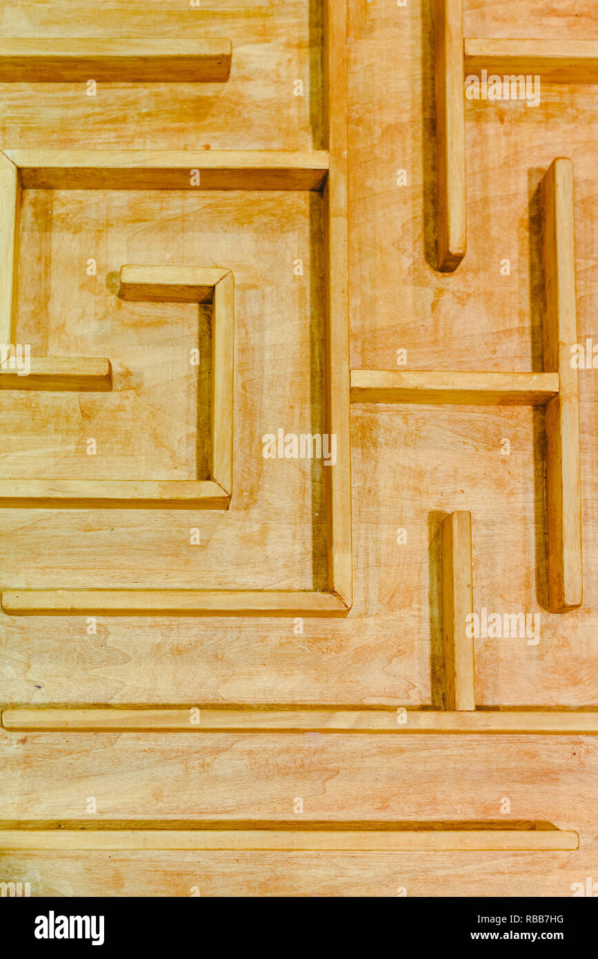 Artisan wooden labyrinth, photo from above Stock Photo - Alamy
