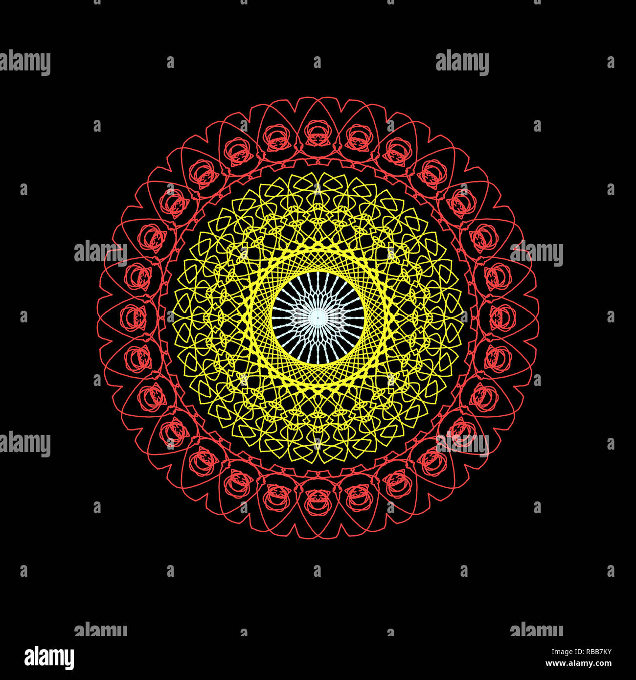 illustration, simple radial mandala style rendering, abstract circular ...