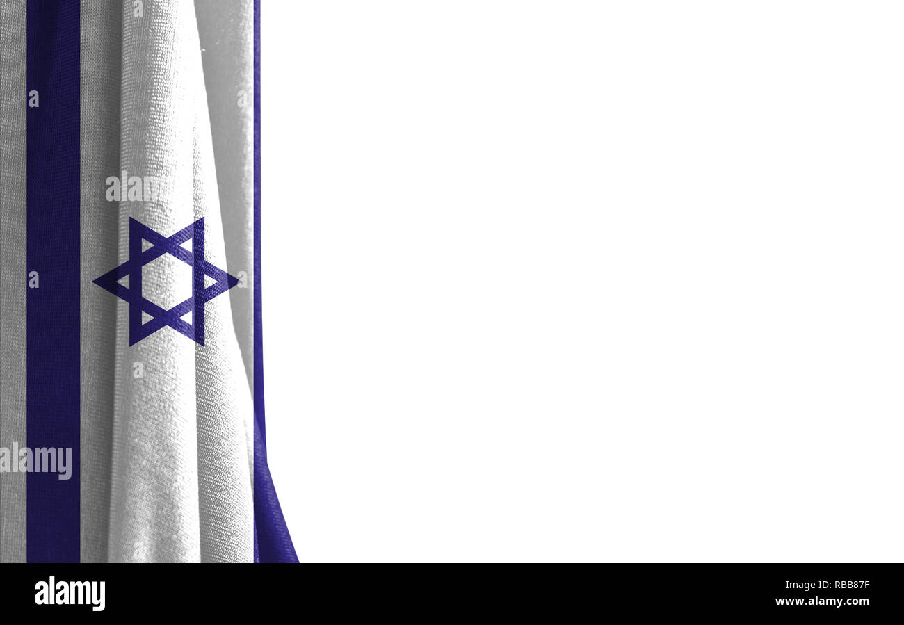 Flag of Israel white background and a place for the text. Close up ...