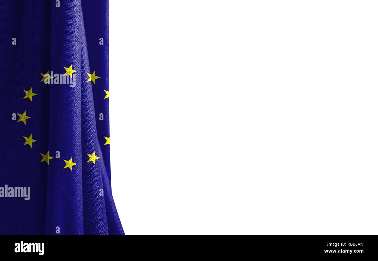 Flag of European Union white background and a place for the text. Close ...