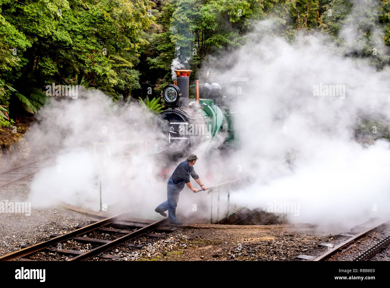 1896 Dubs built Mount Lyell No 1 being turned at Dubil Barril Stock ...