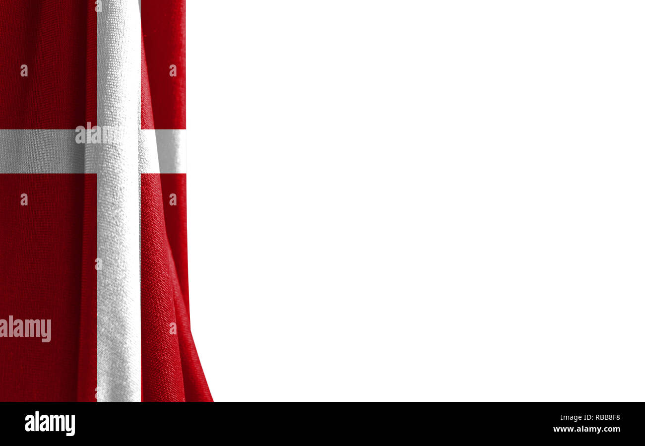 Flag of Denmark white background and a place for the text. Close up ...