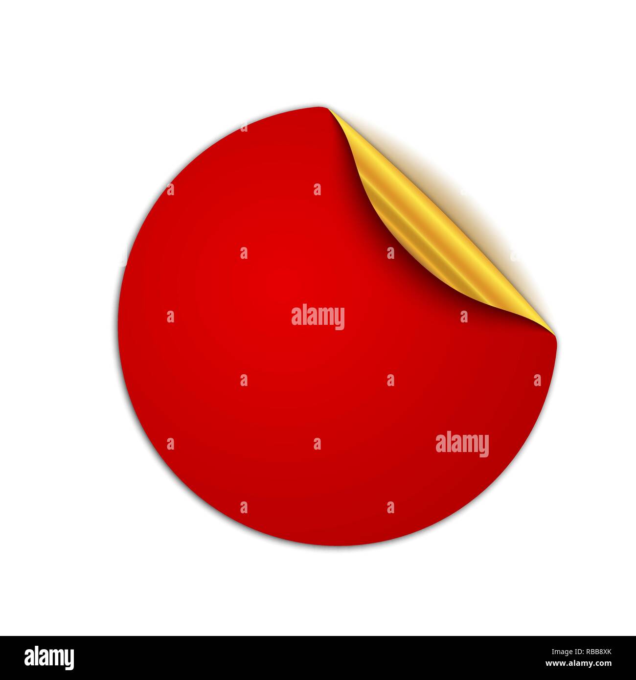 Red round sticker isolated. Vector illustration. Paper label with gold ...