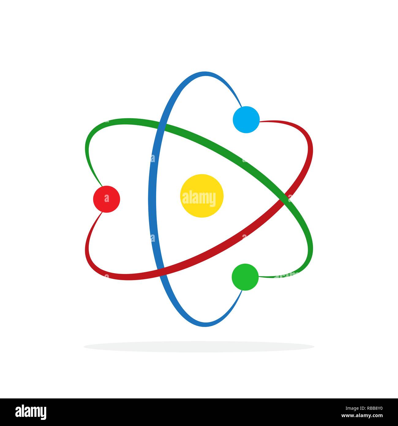 Molecule icon in flat design. Vector illustration. Colored Atom icon ...