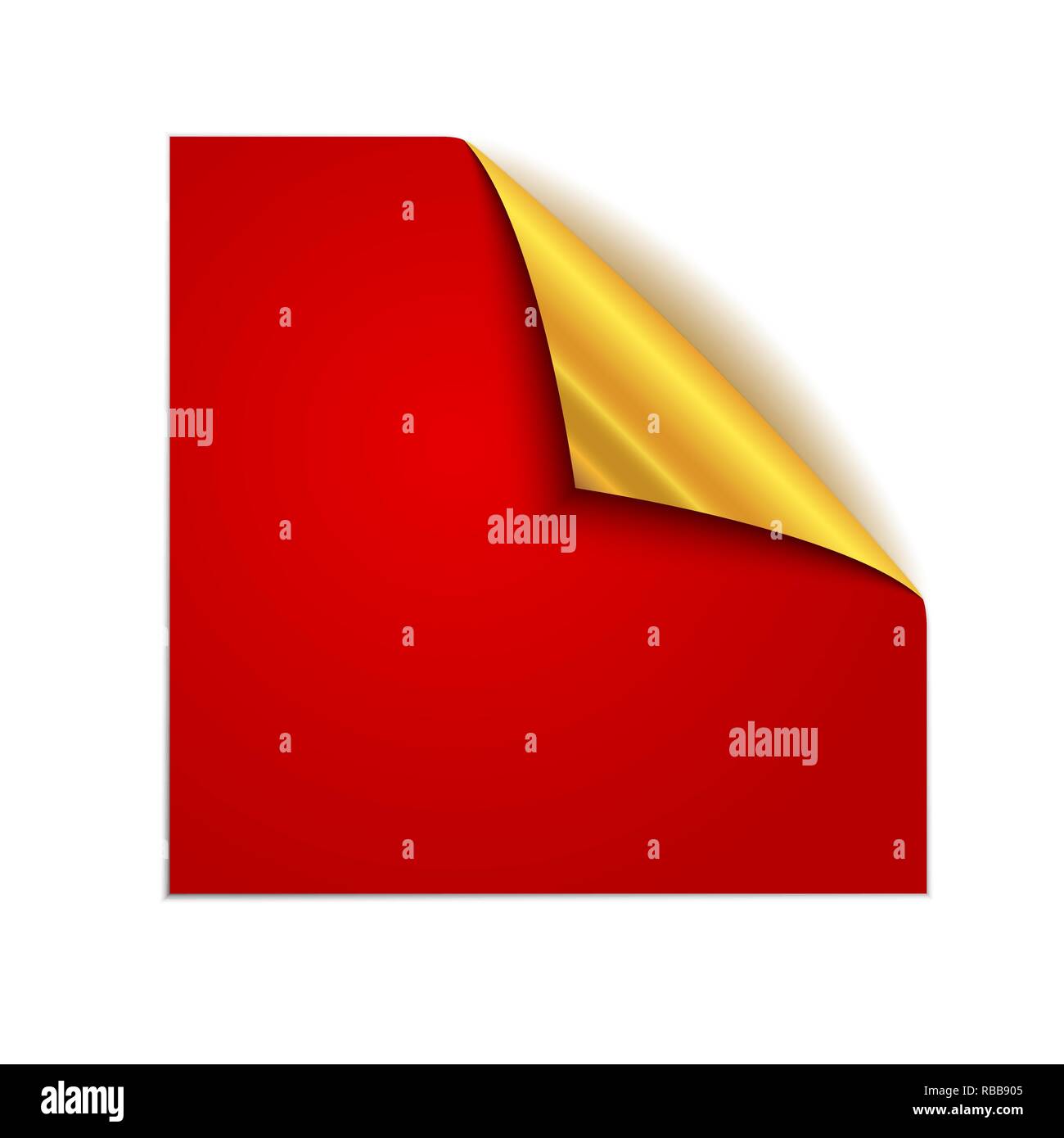 Red square sticker isolated. Vector illustration. Paper label with gold ...