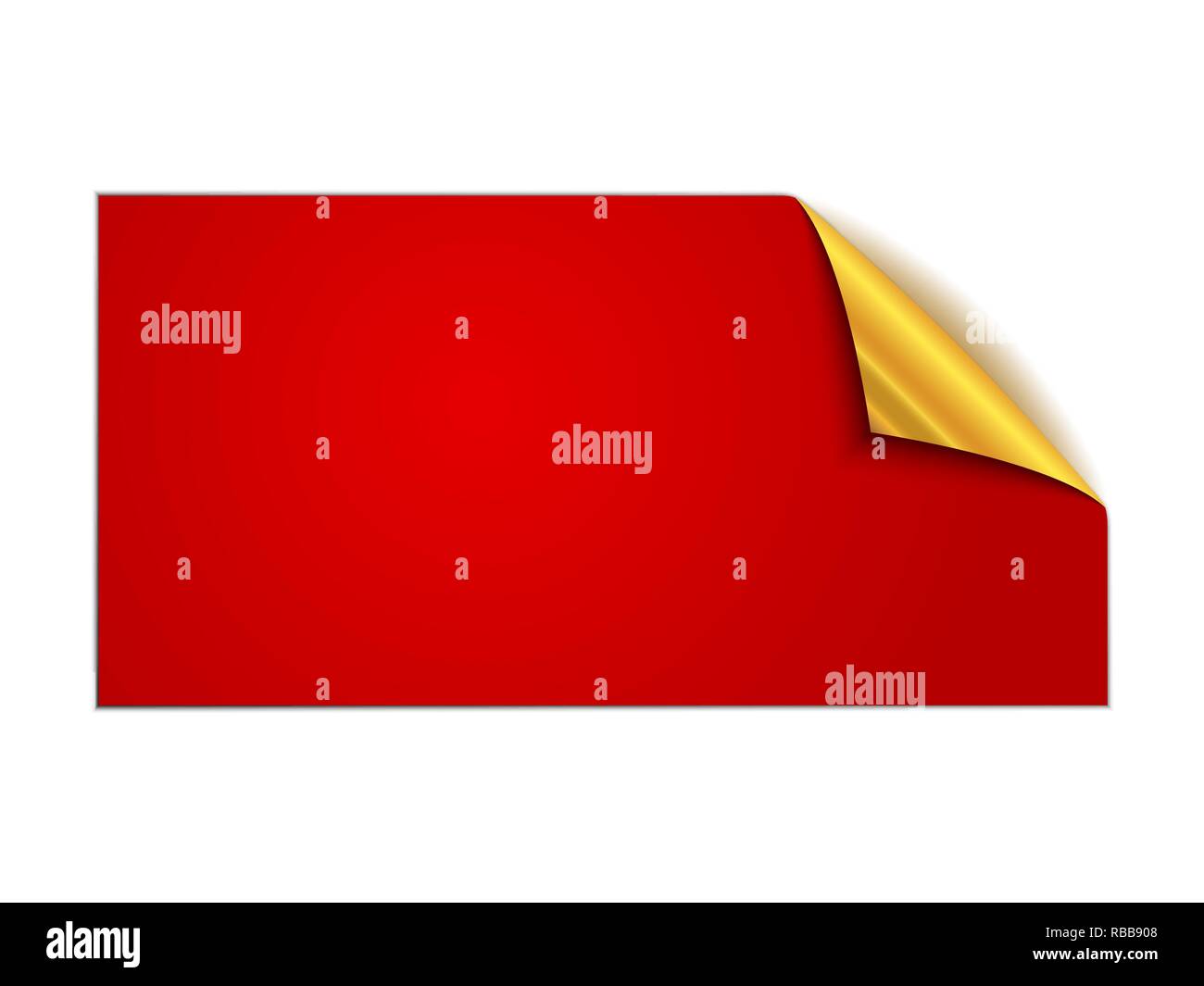 Red square sticker isolated. Vector illustration. Paper label with gold ...