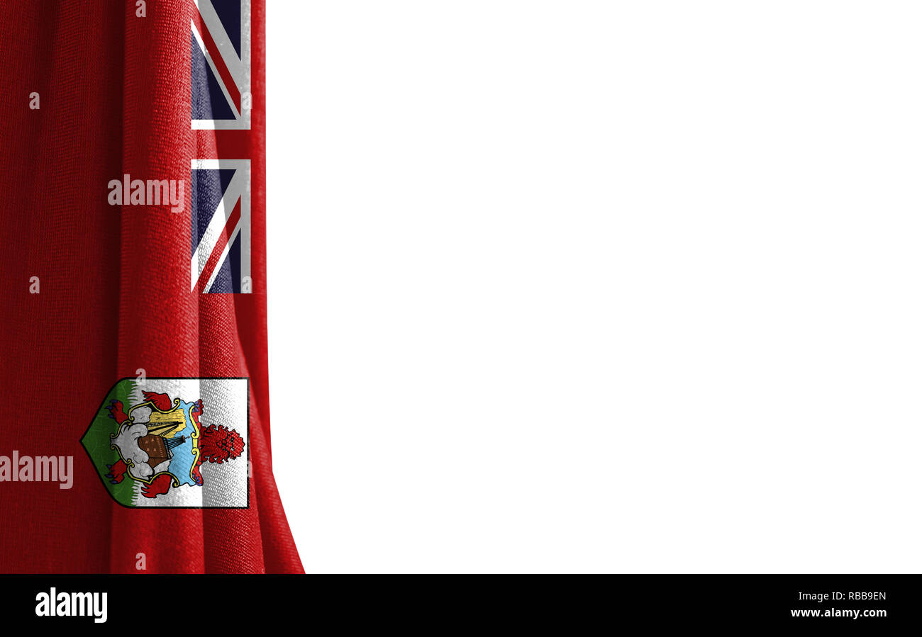 Flag of Bermuda Islands white background and a place for the text ...