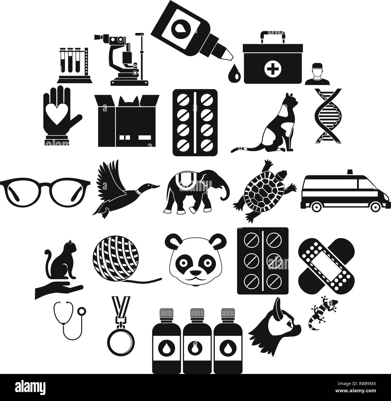 Veterinary surgeon icons set, simple style Stock Vector Image & Art - Alamy