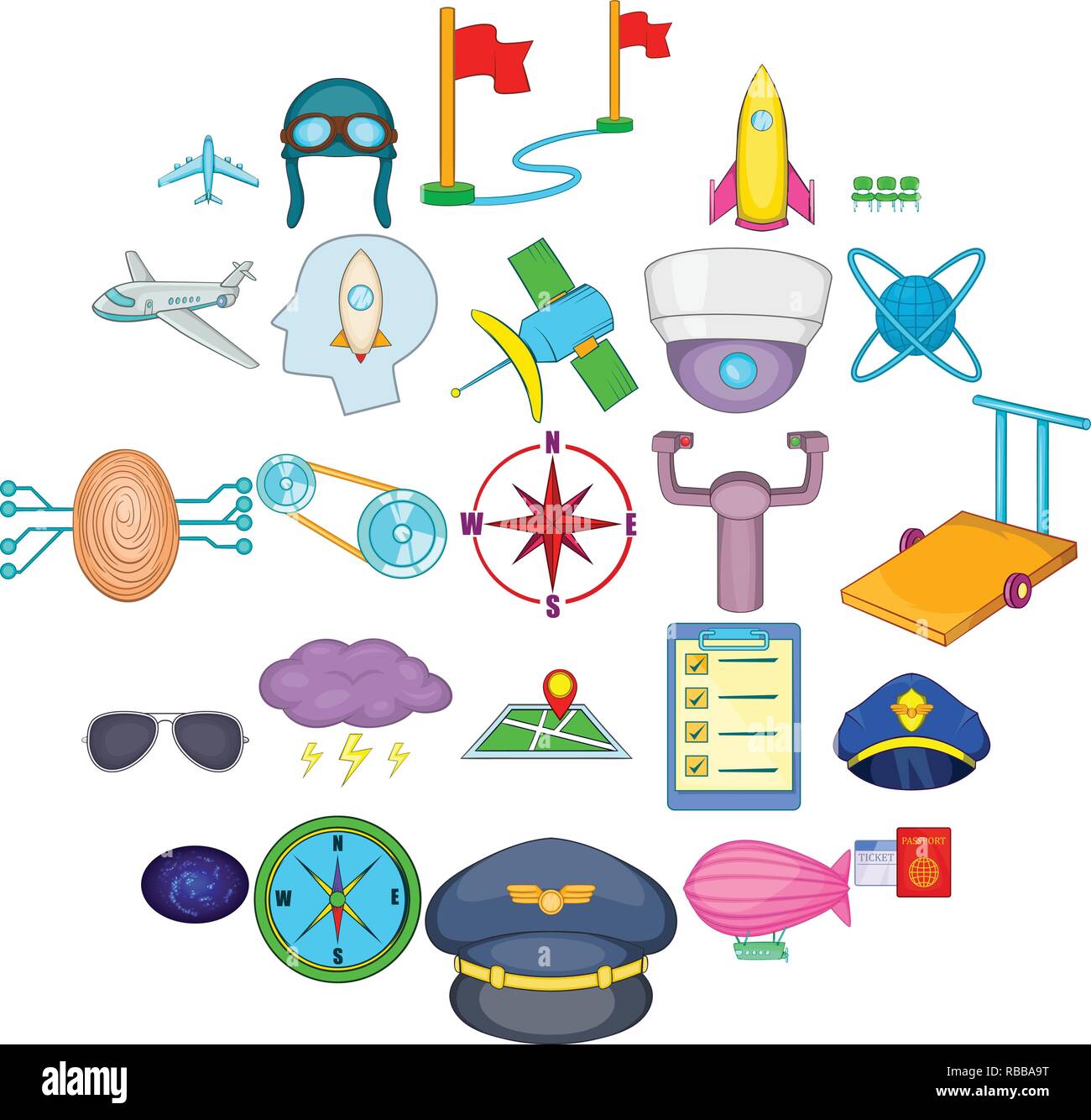 Air flight icons set, cartoon style Stock Vector Image & Art - Alamy