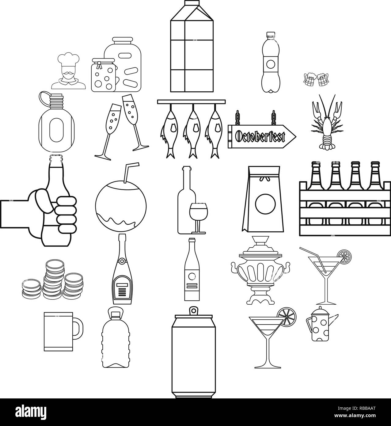 Alcohol icons set, outline style Stock Vector Image & Art - Alamy