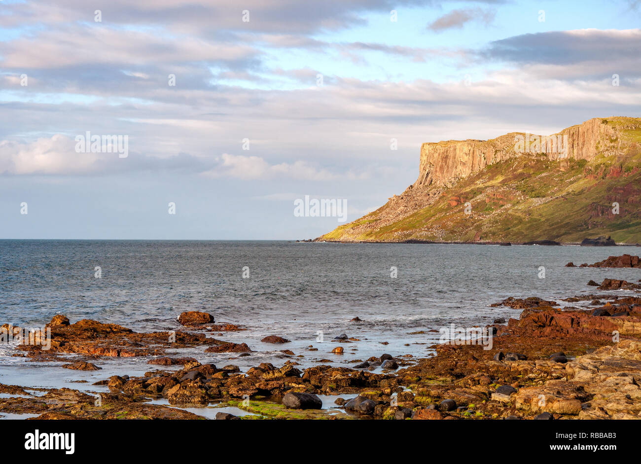 Famous Fair Head cliff on the Northern coast of County Antrim, Northern ...