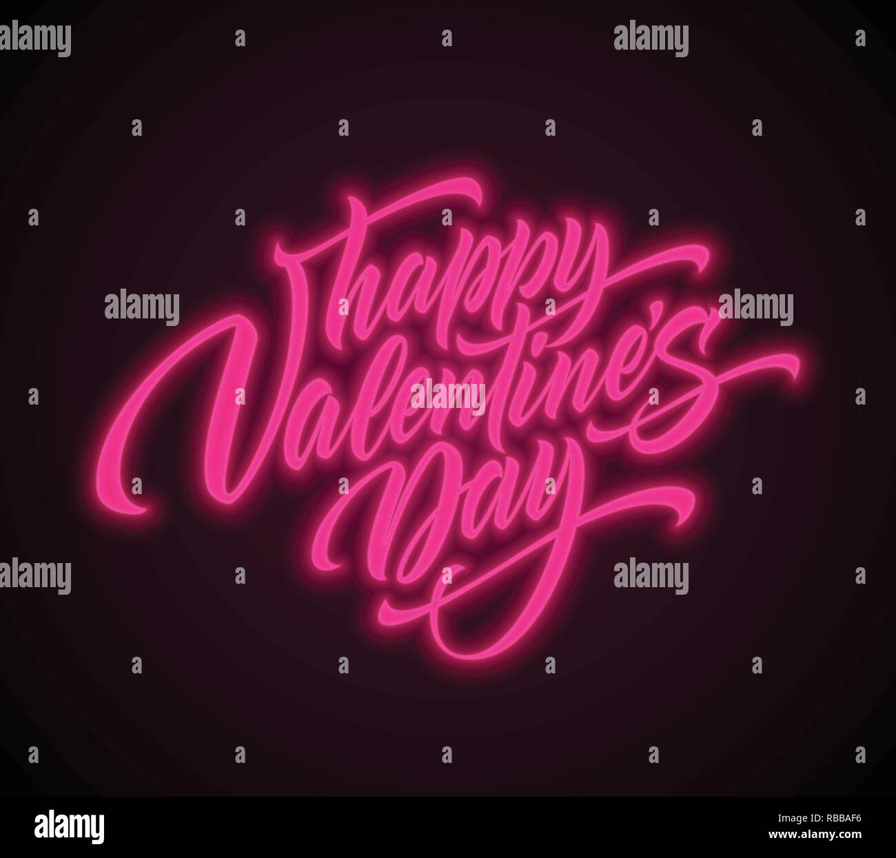 Valentines Day neon script lettering. Vector illustration Stock Vector ...