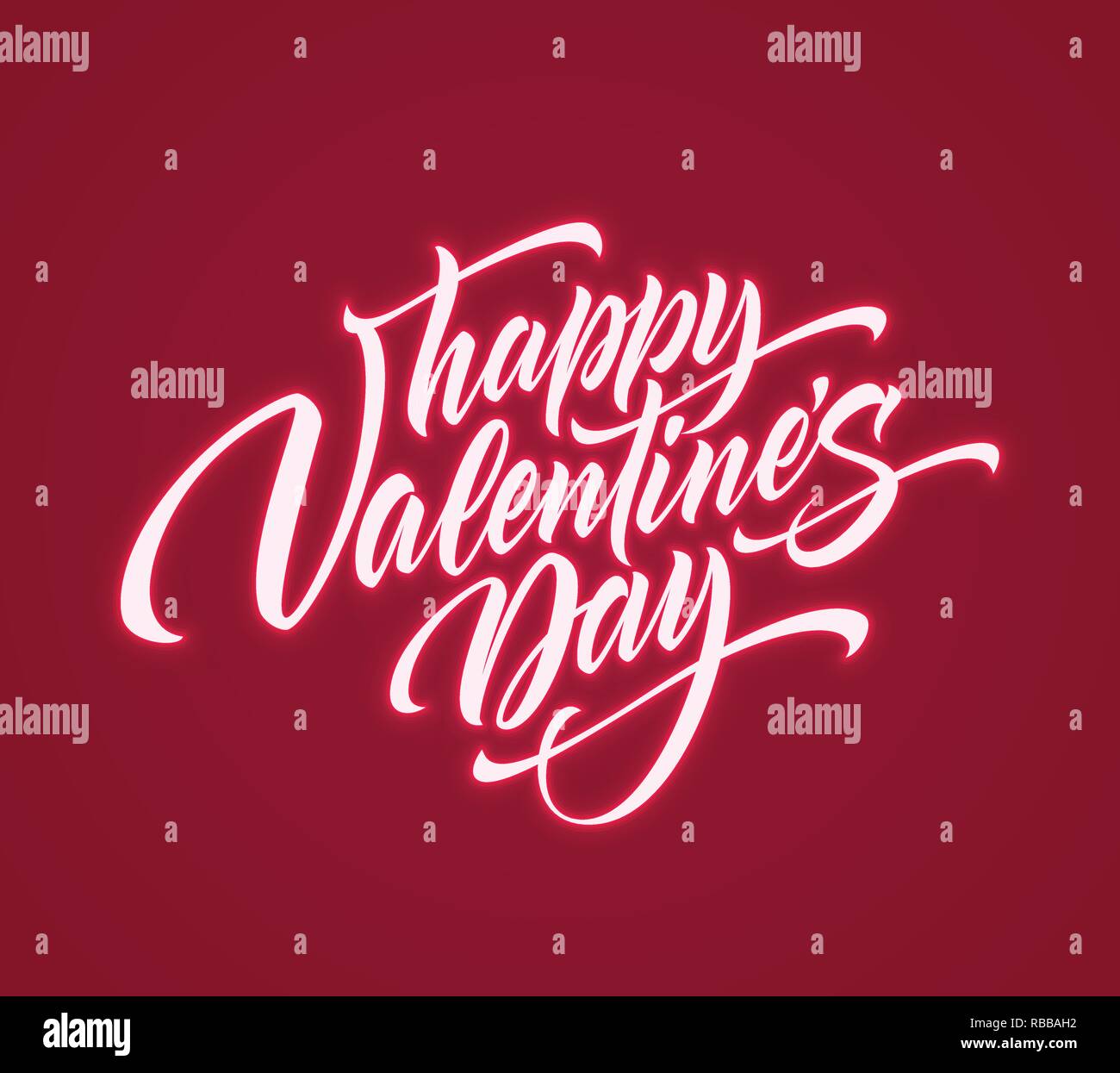Valentines Day neon script lettering. Vector illustration Stock Vector ...
