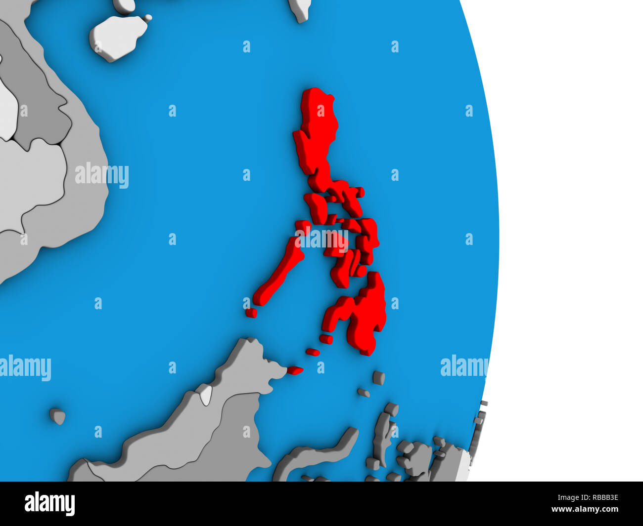 Philippines on simple political 3D globe. 3D illustration Stock Photo ...