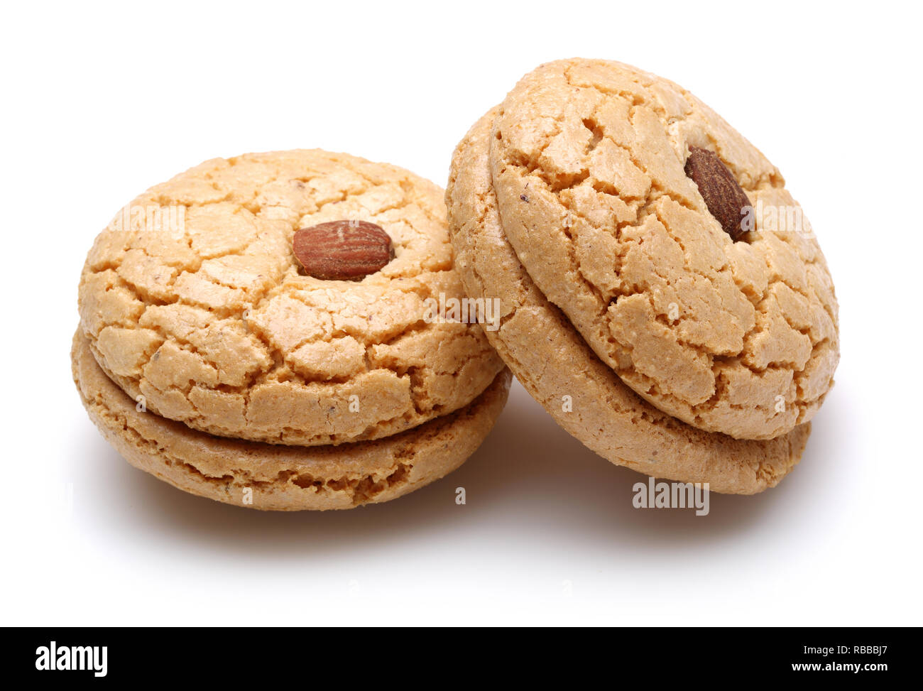 Traditional Turkish almond cookies isolated on white background. Macro ...