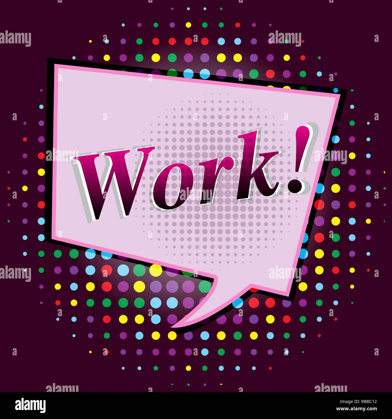 Work banner with comic text effects, stock vector Stock Vector Image ...