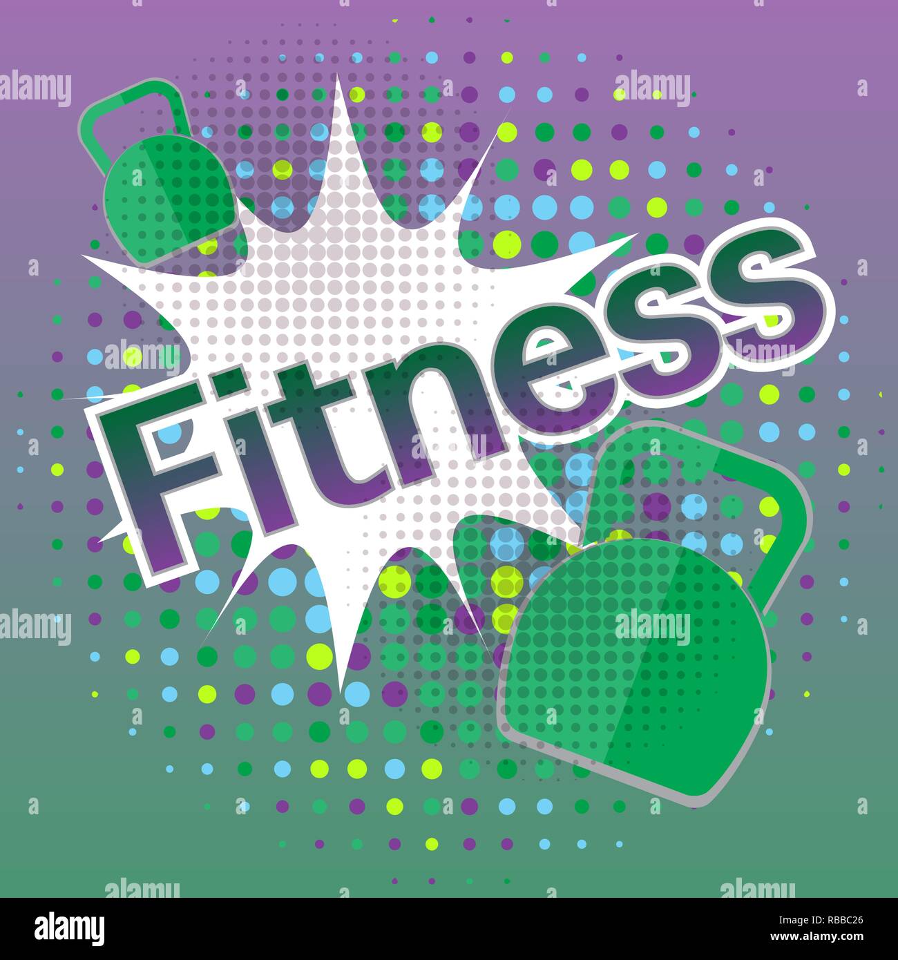 Fitness banner with comic text effects, stock vector Stock Vector Image ...