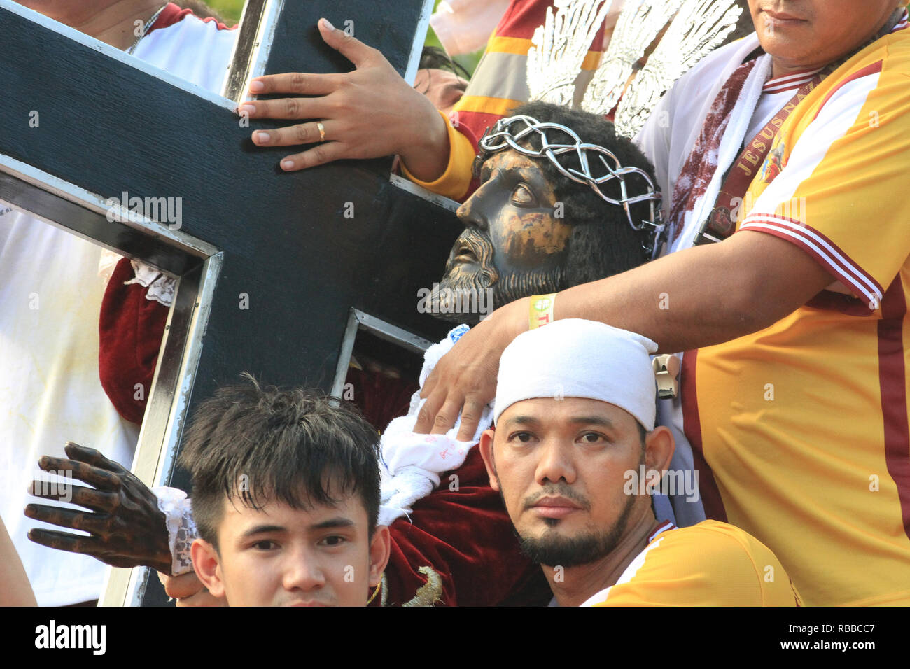 Manila, Philippines. 09th Jan, 2019. The Black Nazarene is a 400-year ...