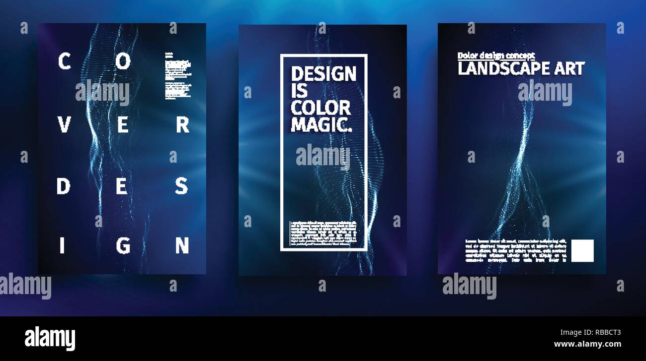 Blue poster design. Music wave blue vector banner template. Futuristic ...